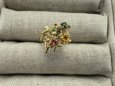 BEAUTIFUL FLOWER RING LADIES 10K GF BIRTHSTONE,PERIDOT & CITRINE RING ...