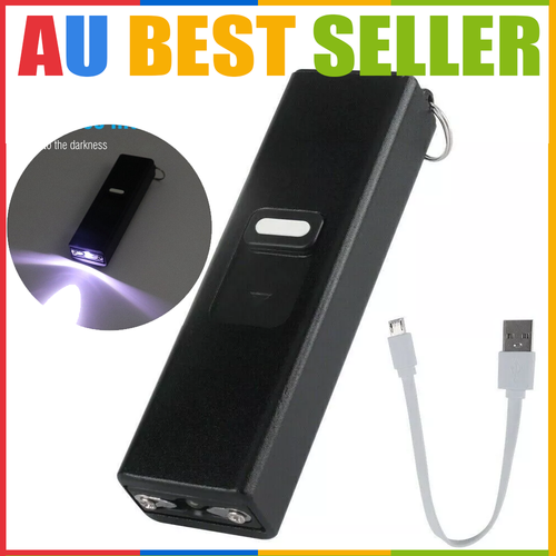 Arc Lighter USB Keychain Stun Set Rechargeable LED Flashlight Mini ...