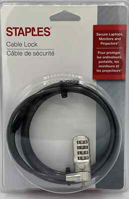 Staples 6.5 Ft Feet (2m) Combination Cable Lock With Security Base ...