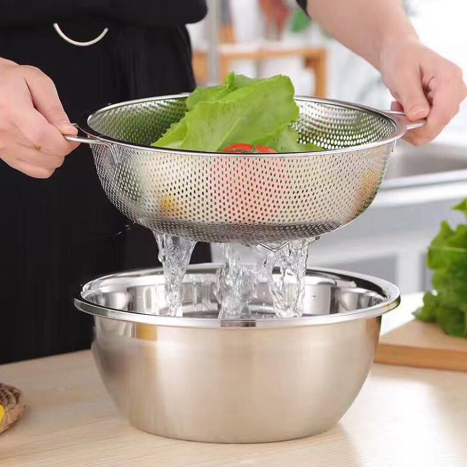 Stainless Fine Mesh Strainer Bowl Drainer Vegetable Sieve Colander 19 ...
