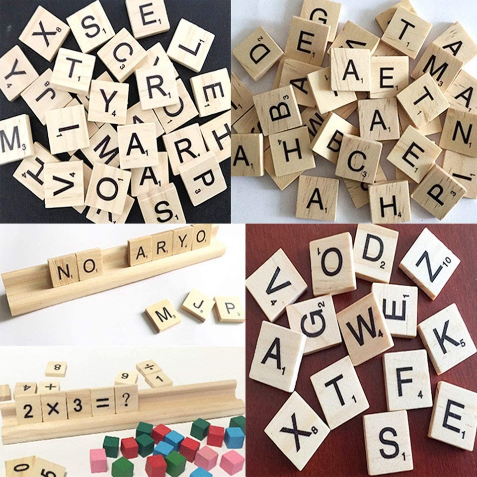 300PCS Wooden Scrabble Tiles, Scrabble Letters for Crafts, Making ...