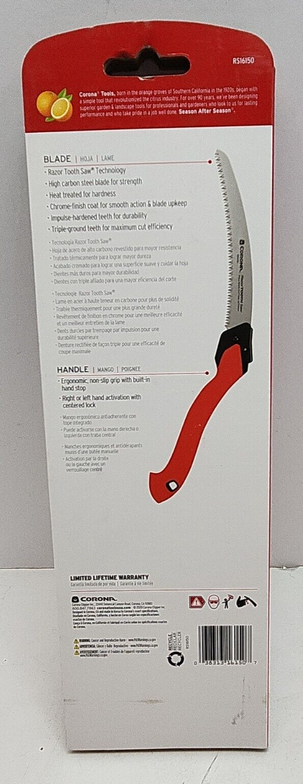 Corona Rs16150 RAZORTOOTH Folding Pruning Saw 10-inch Curved Blade Red ...