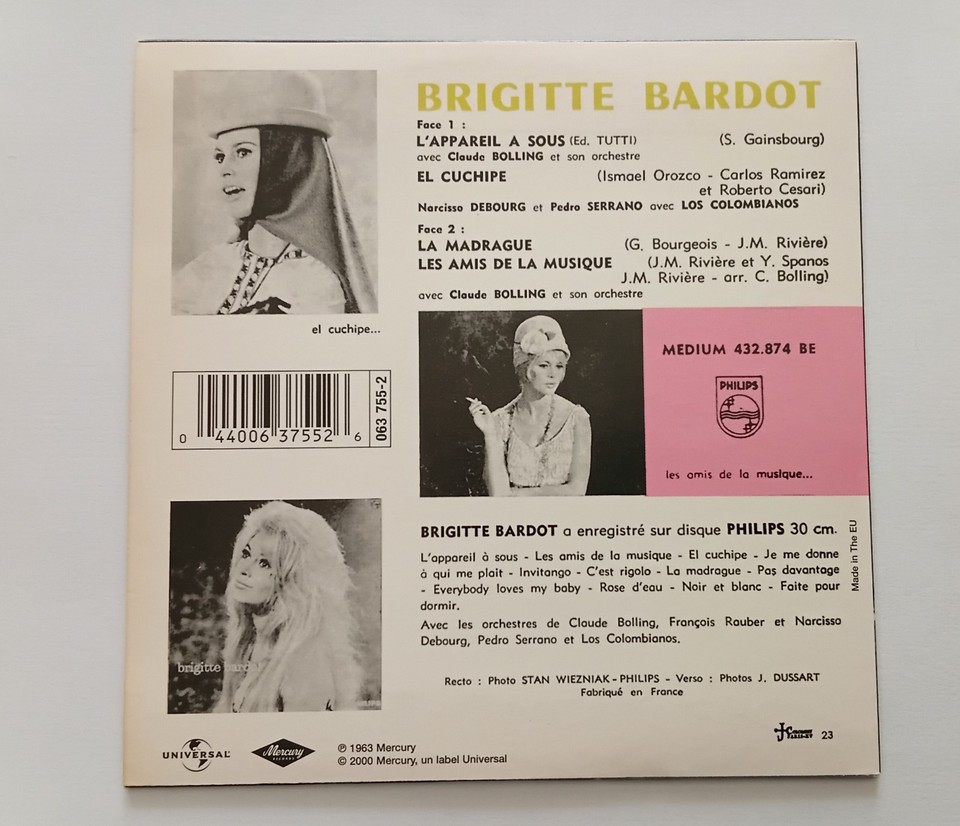 BRIGITTE BARDOT CD signé (chanson LA MADRAGUE) autographe 44006375526 ...