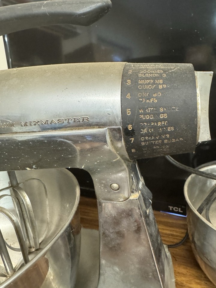 Vintage Sunbeam Vista 12 Speed Mixmaster Chrome Stand Mixer With 2 ...