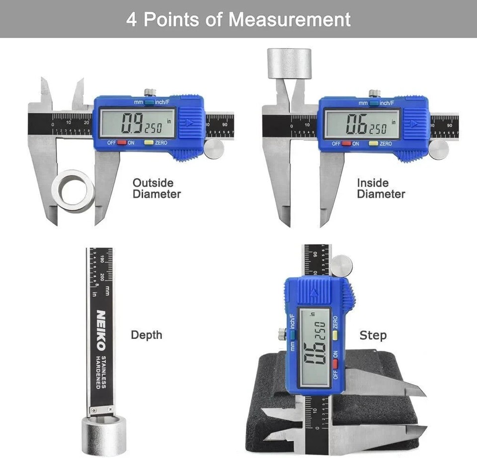 Neiko 6" Digital Caliper/Extra Large LCD Screen MM/Inch/Frac On/Off ...