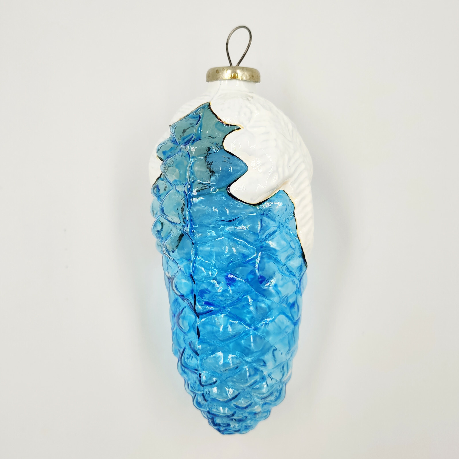 Glass Ornament "Big Blue Ice Cone Fir Spruce" Christmas vintage decor ...