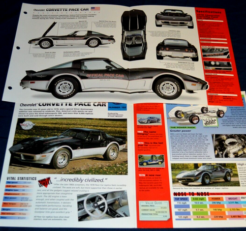 1978 Chevy Corvette Official Pace Car Specs Info Original Poster ...