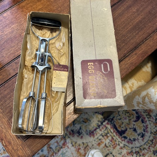 Vintage Ekco BEST Stainless Steel Rotary Hand Mixer Egg Beater Tool USA ...