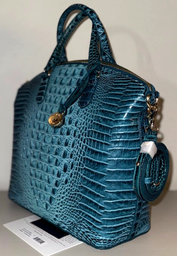 Brahmin Large Duxbury Bottle Blue Ombre Leather Zip Dome Satchel BRAND ...