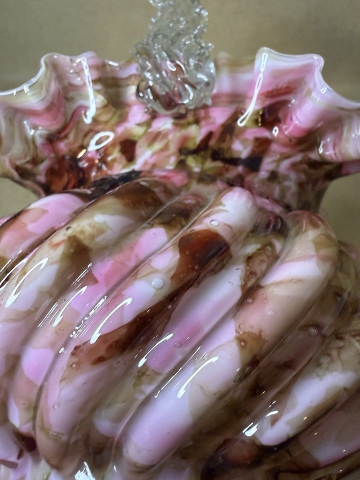 Antique Thorn Handle Glass Basket, Victorian Decor, Pink & Rose W ...