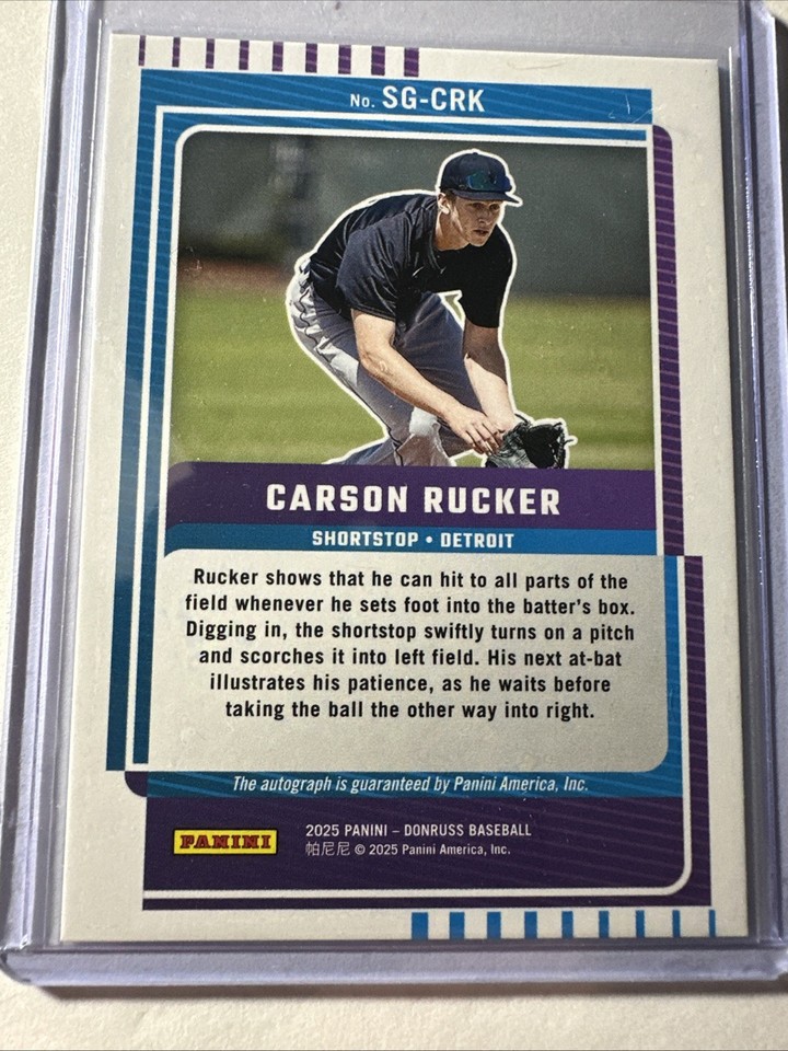 2025 Donruss Carson Rucker Signature Series GREEN LASER AUTO #SG-CRK | eBay