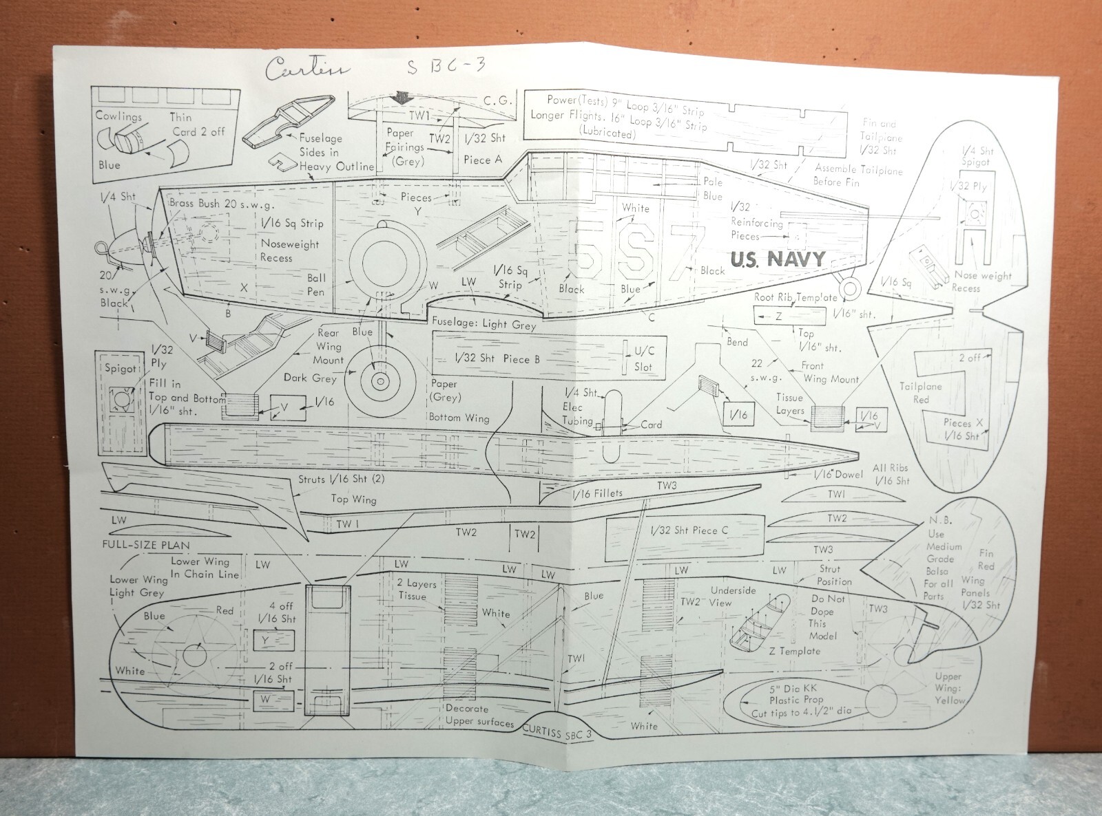 CURTISS SBC-3 BALSA FREE FLIGHT MODEL AIRPLANE PLANS 13" WINGSPAN | eBay