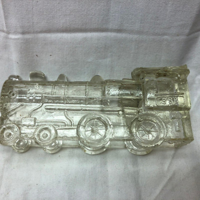 Vintage Glass Train Engine Candy Container Locomotive Rail Road 4 1/2 ...