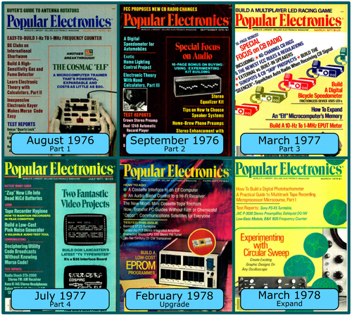 Popular Electronics Magazine COSMAC ELF All 6 issues. 1976 - 1978 ...