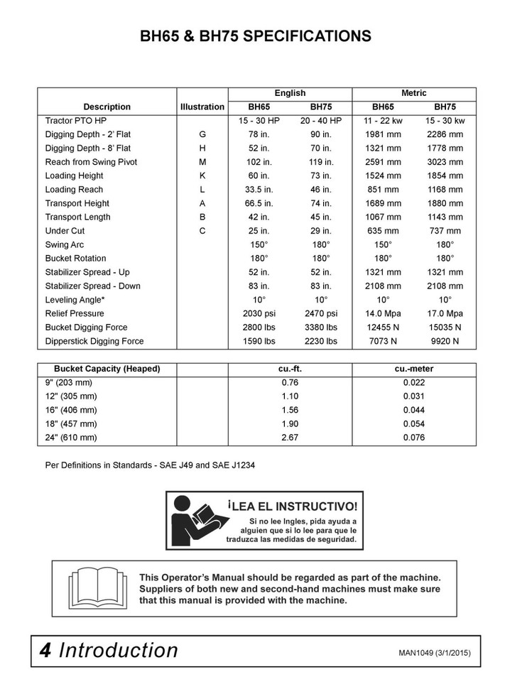 Backhoe Loader Operator Manual Fits Woods BH65 BH75 - Printed Manual | eBay