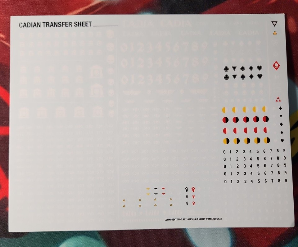 Warhammer 40k Space Marines Imperial Guard Large Cadian Transfer Sheet ...