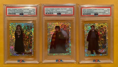 2001 HARRY POTTER PANINI PSA 10 ROOKIE RC LOT - HARRY / RON / HERMIONE ...