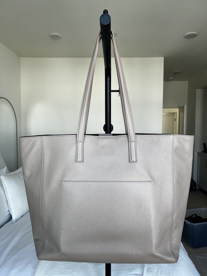 AUTHENTIC Versace Collection Tote Bag Sand Color Pebbled Leather ...
