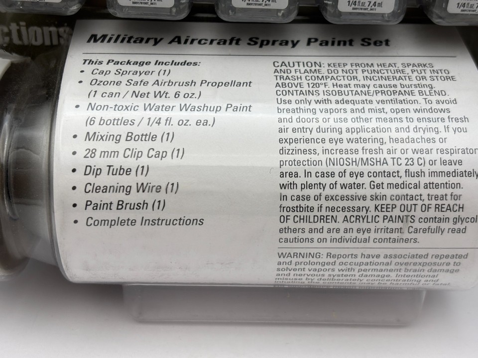 TESTORS ACRYLIC MILITARY AIRCRAFT SPRAY SET W/6 COLORS AND SPRAYER NEW ...