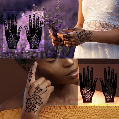 14 Sheets Henna Tattoo Stencils Kit Hand Body Art, Indian Arabian ...