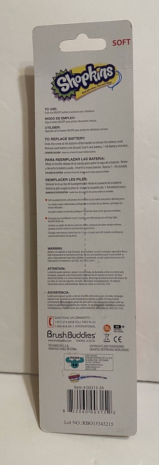 Brush Buddies Shopkins Sonic Powered Toothbrush | eBay