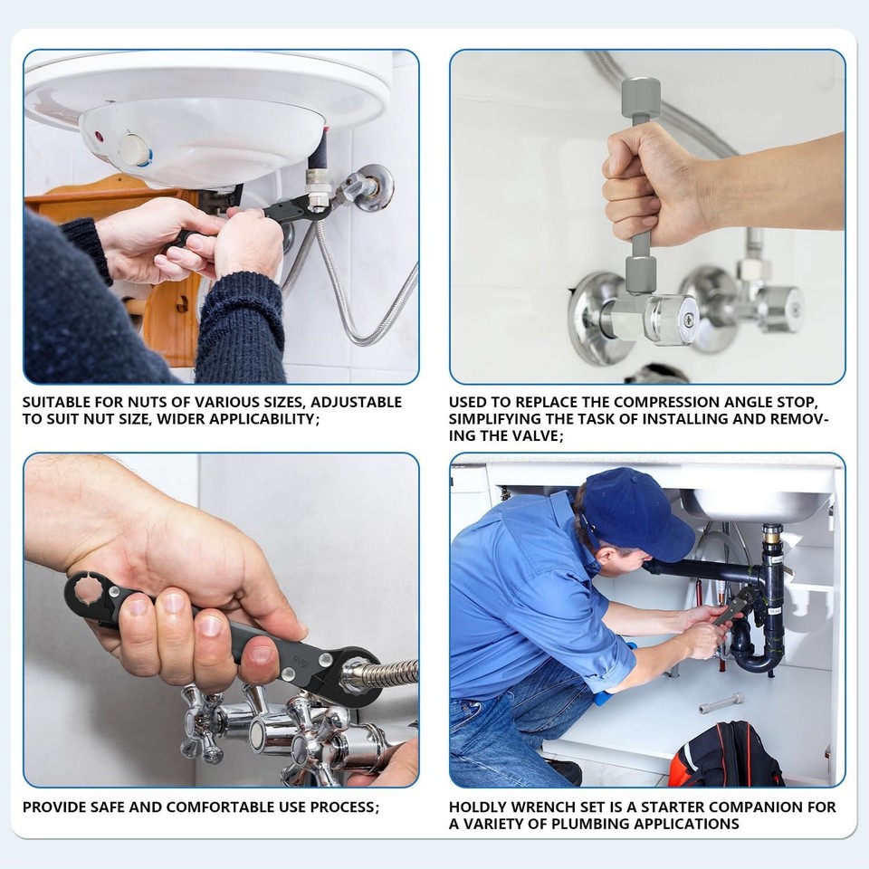 Plumbing Tools Angle Stop Removal Wrench Kit Removing Compression Ring ...