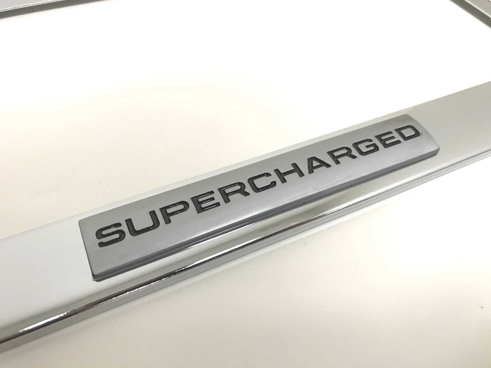 (1) 3D LR"SUPERCHARGED" Emblem STAINLESS STEEL Chrome License Plate ...