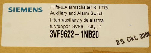 SIEMENS 3VF9622 1NB20 Bell Alarm Auxiliary Switch 3VF6 3VF9 Frame ...