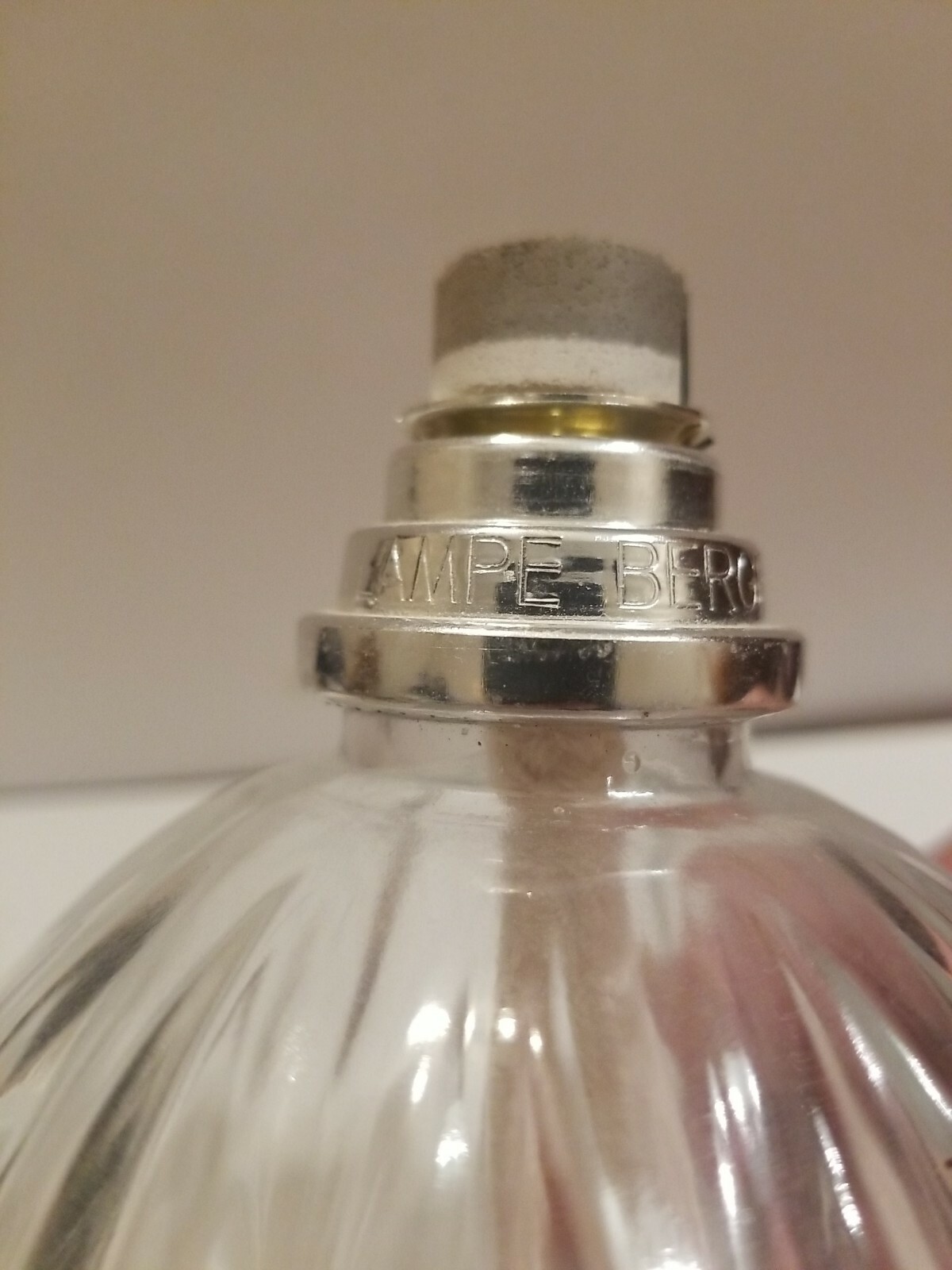 LAMPE BERGER Swirl Ribbed Clear Glass Oil Burner Lamp w/Wick Cap ...