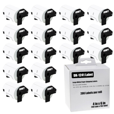 16Rolls 200 Shipping 4"X6" Label DK-1241 For Brother QL-1100 w ...