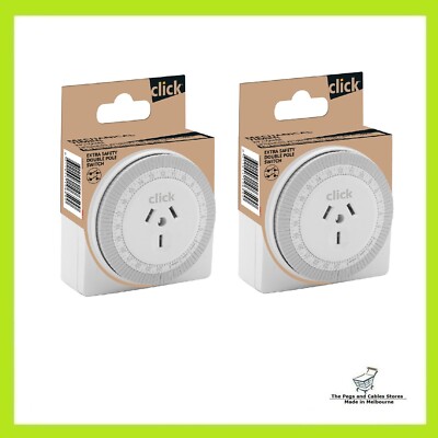 Click 24 Hour Mechanical Timer - 2 pack. Approved for AU and NZ ...