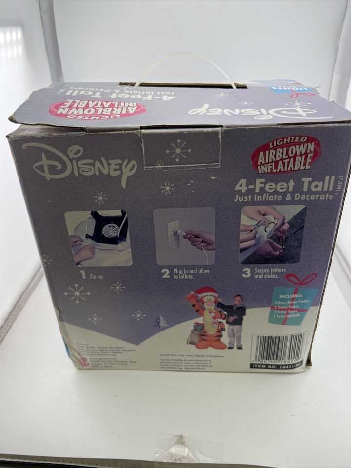 Disney Airblown Inflatable Tigger 4 Ft Christmas Lights Up Gemmy 2004 ...