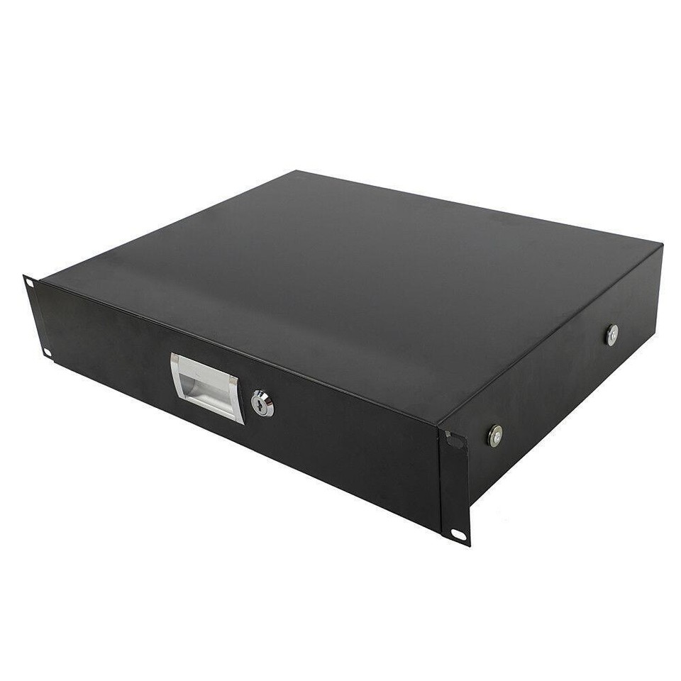 19" Rack Mount 2U Locking Drawer Pro Audio DJ Server Rack Lock Storage ...