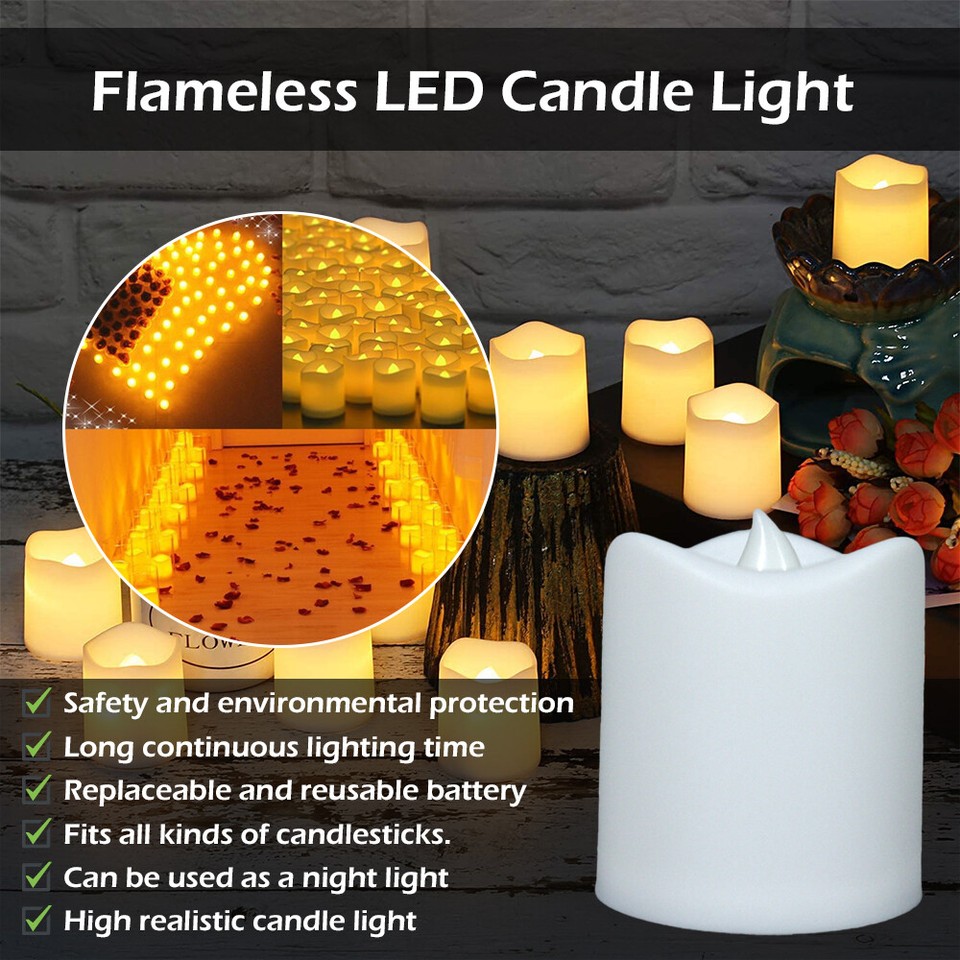 24PCS Flameless Flickering LED Tea Lights Timer Votive Candles Battery ...