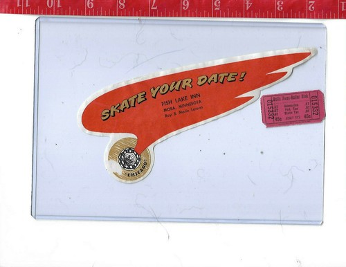 vintage lot roller rink decal Fish Lake Inn Mora Minnesota & ticket | eBay