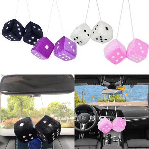 Soft Fluffy Furry Dice Ornament Car Rearview Mirror Home Hanging Good ...