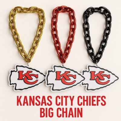 Kansas City Chiefs 3D Fan Chain Big logo Necklace Foam BLACK RED GOLD ...