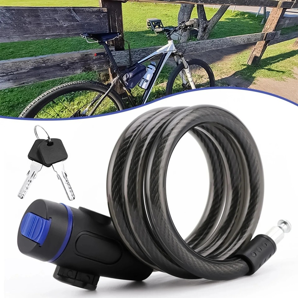 Bike Lock Heavy Duty Cable Anti Theft Bicycle 2 Key Security Chain ...