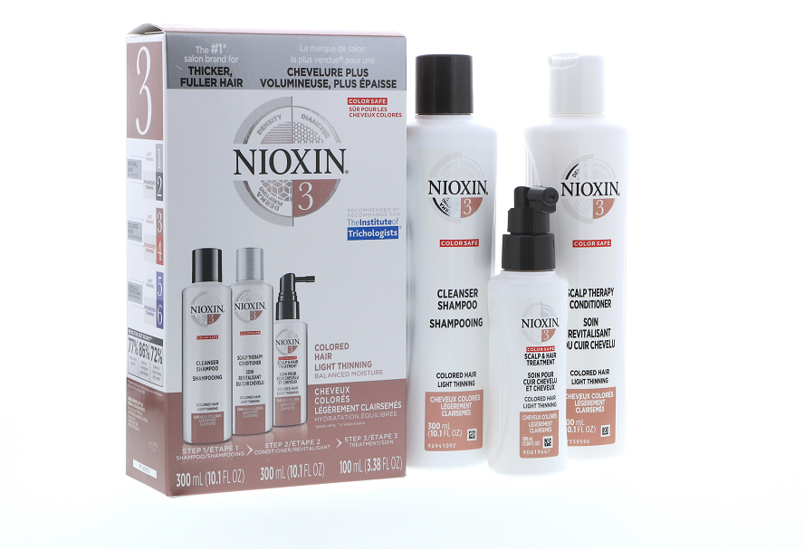 Nioxin System 3 Kit Cleanser16.9oz Scalp Therapy10.1oz Treatment1.7oz ...