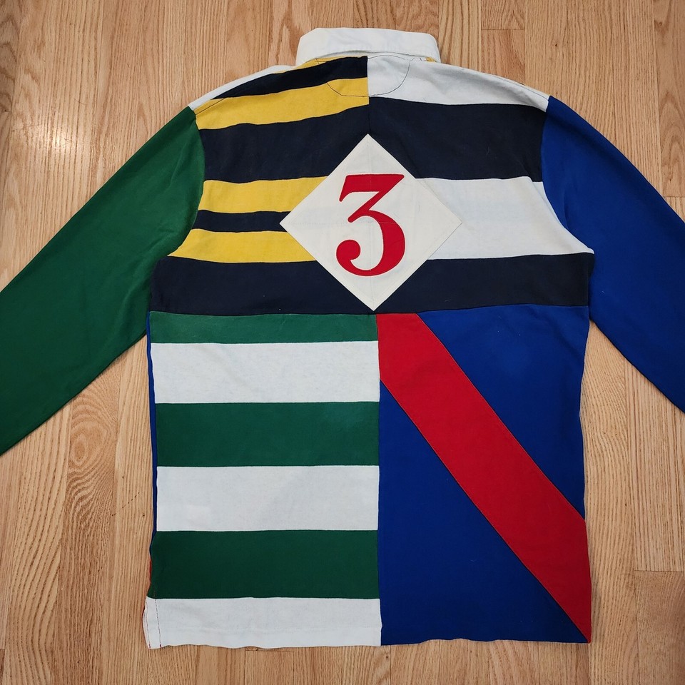 Polo Ralph Lauren Men's M Classic Fit Rugby Shirt Patchwork Colorblock ...