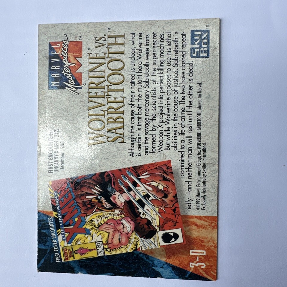 *REDUCED*Wolverine vs Sabretooth Battle 3D1992 Marvel Masterpieces ...