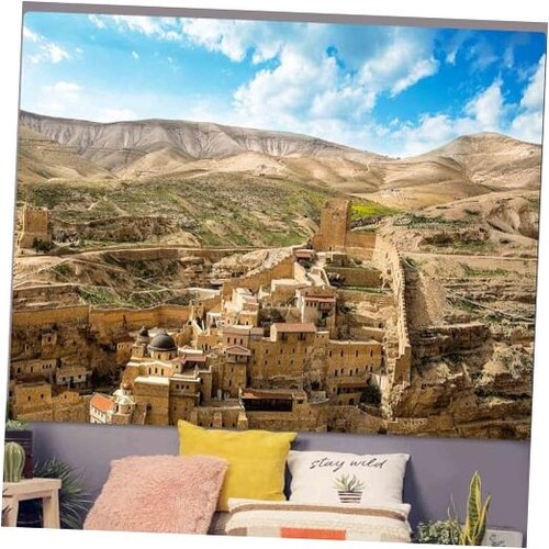 Mar Saba Mountains Wall Tapestries Ancient Greek Tapestry Buildings ...