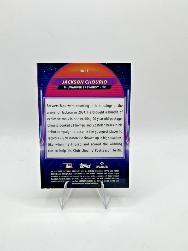2025 Topps Chrome Cosmic Ultraviolet Beam Jackson Chourio Milwaukee ...