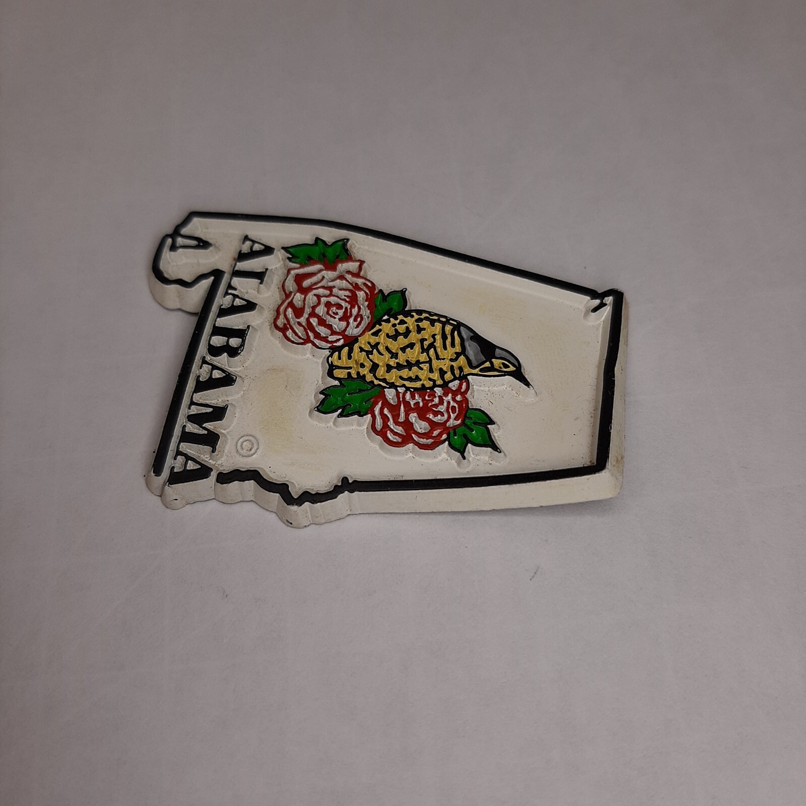 Vtg ALABAMA State Map Bird Flower Rubber Refrigerator Magnet Travel ...
