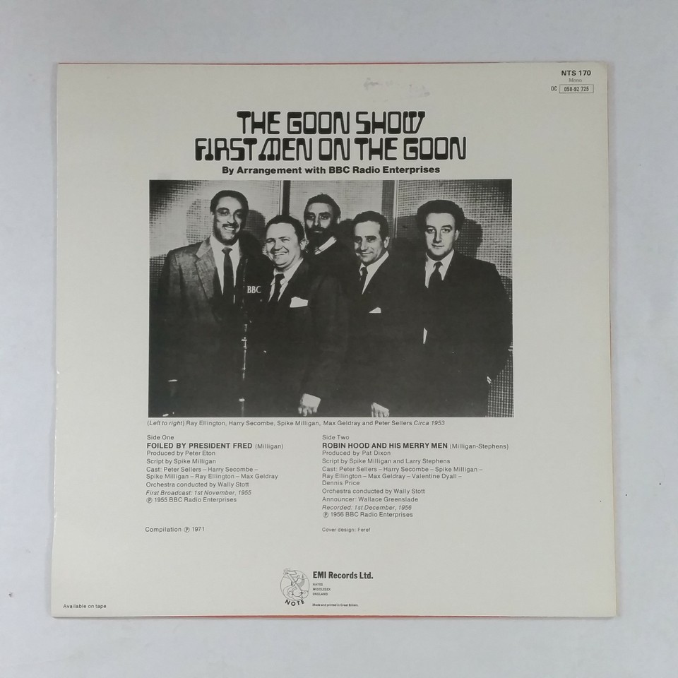 THE GOON SHOW First Men On The Goon NTS170 UK Mono LP Vinyl VG++ Cover ...