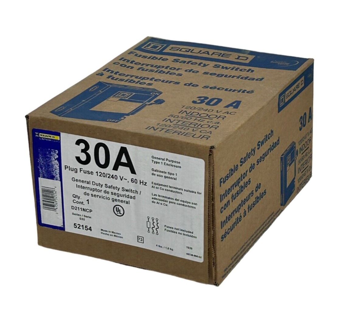Square D 30 amps Plug In 2-Pole Fuse General Duty Safety Switch Fusible ...