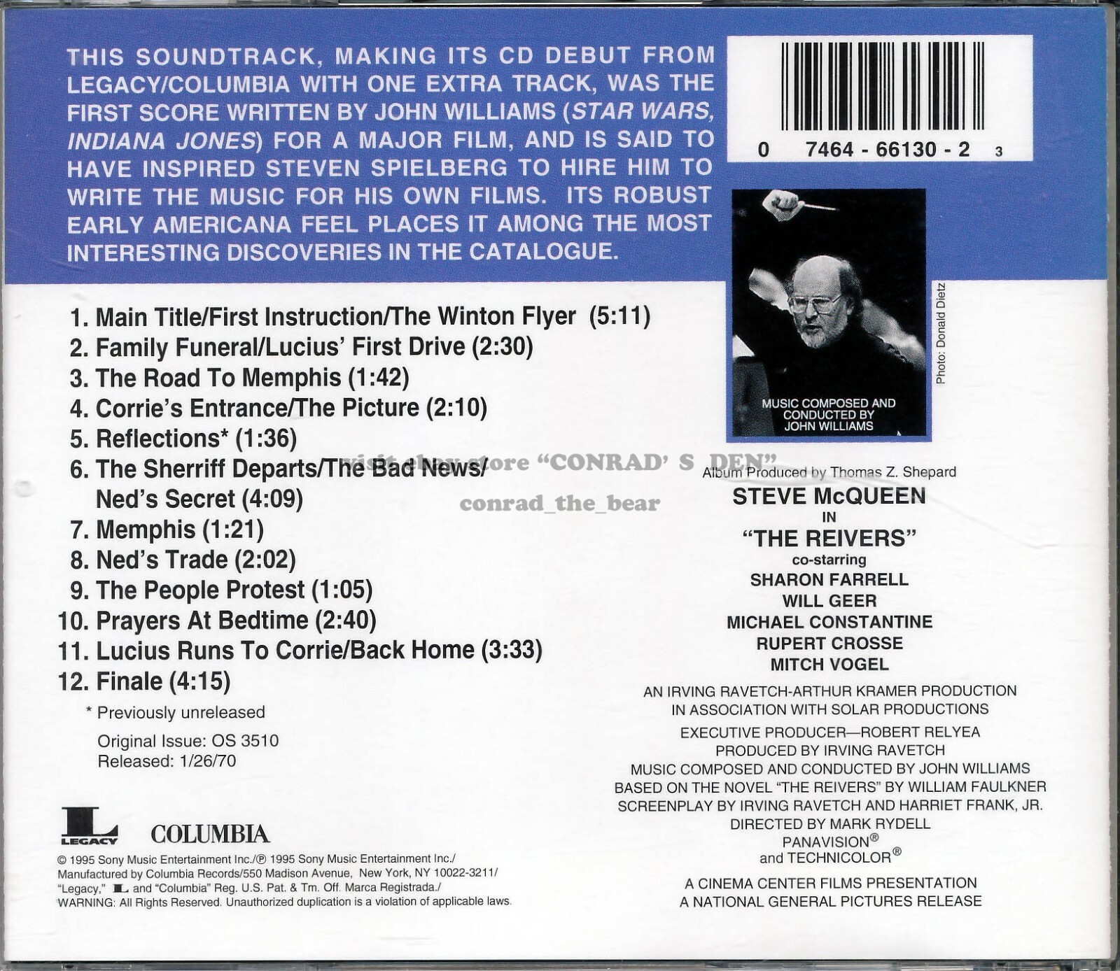 John Williams "THE REIVERS" score CD 12 tracks out of print | eBay