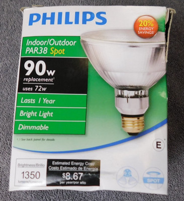 Philips 90 Watt Indoor/Outdoor 1350 Lumens PAR 38 SPOT 2880K | eBay