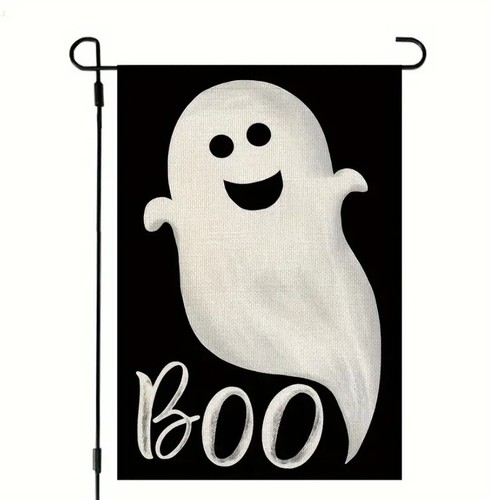 Halloween Cute Ghost Boo Burlap Garden Flag 12"x18" | eBay
