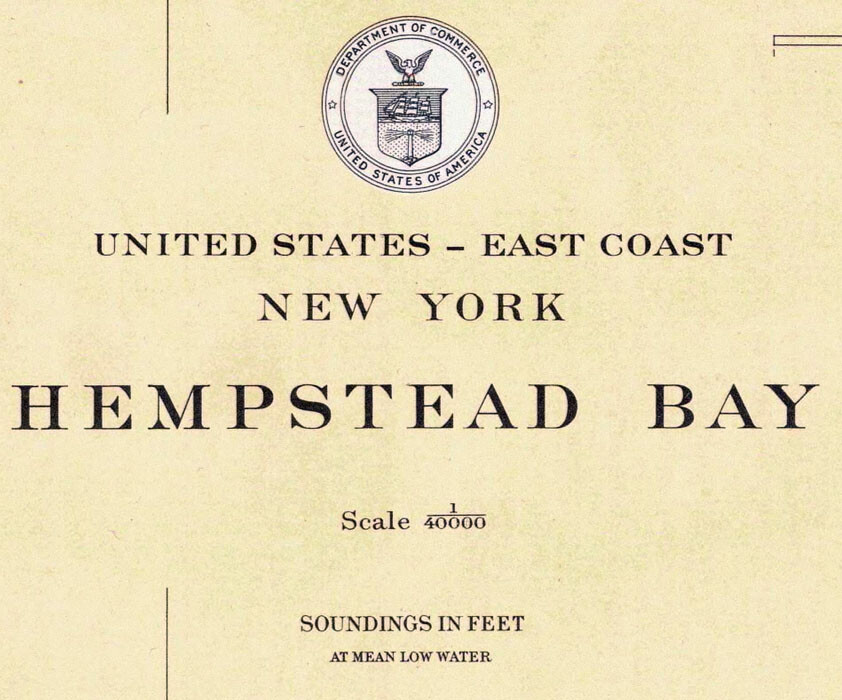 1934 Nautical Map of Hempstead Bay | eBay